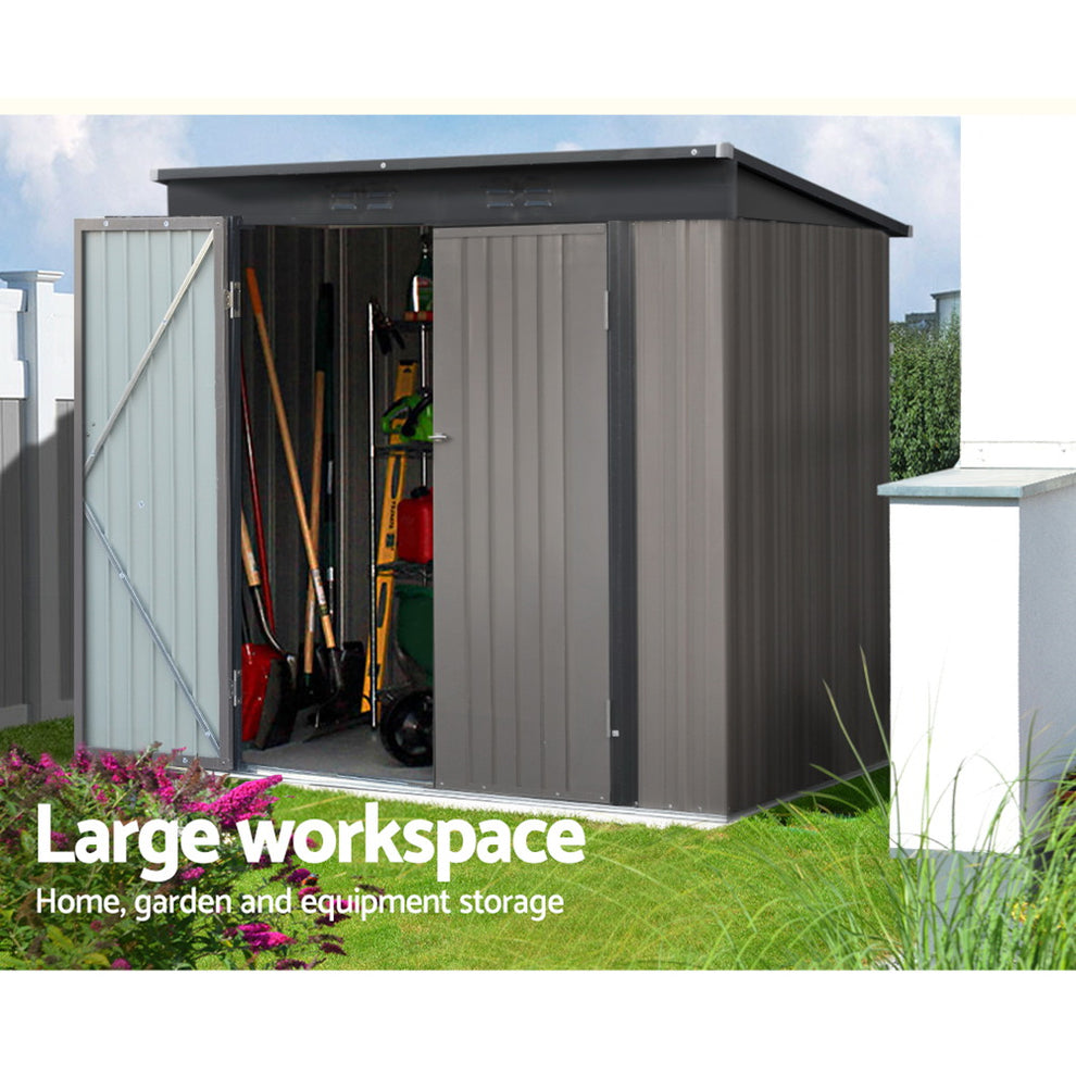 Compact Steel Garden Shed 1.95m Grey $399 | Small Hinged Door Australia ...